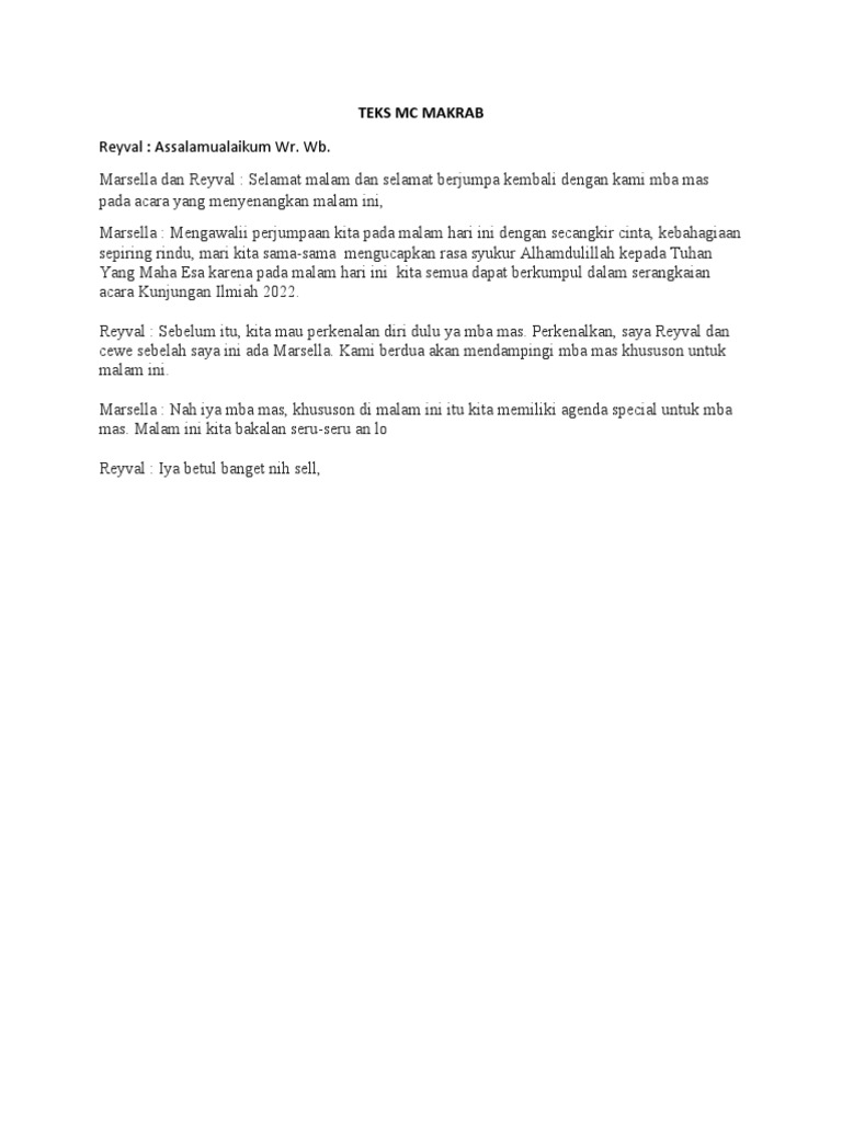 Teks MC Makrab | PDF
