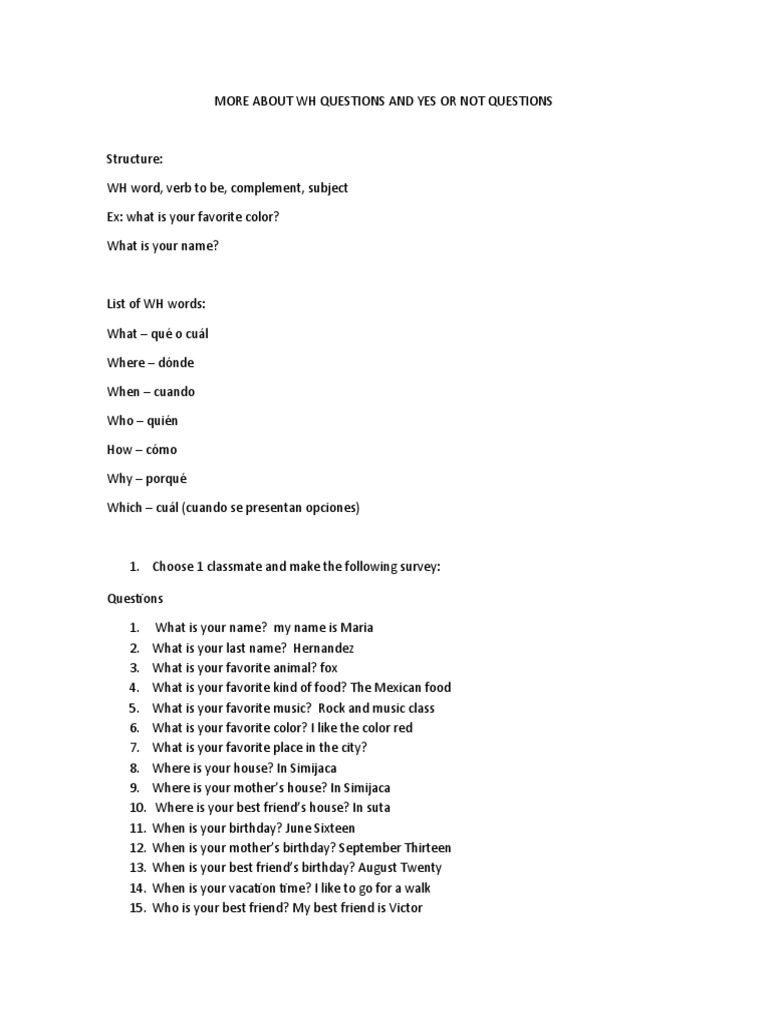 WH Questions With The Verb To Be | PDF | Language Mechanics | Grammar