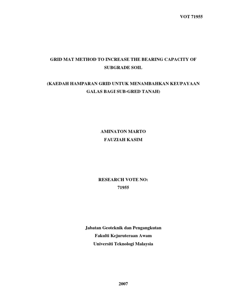 Grid Mat Method for Soil Capacity Enhancement | PDF | Strength Of ...