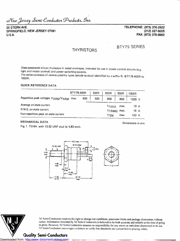 BTY79 Series | PDF | Electrical Components | Computer Engineering