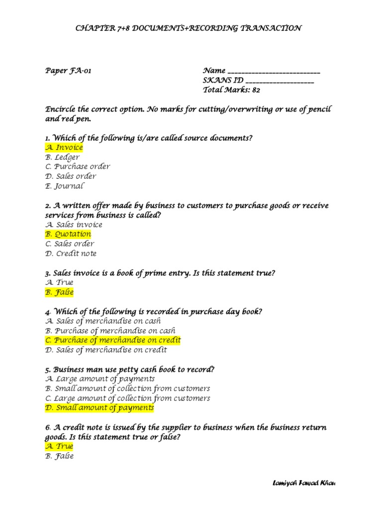 Chap 7+ 8 Documents+Daybook - Solution | PDF | Debits And Credits | Bookkeeping