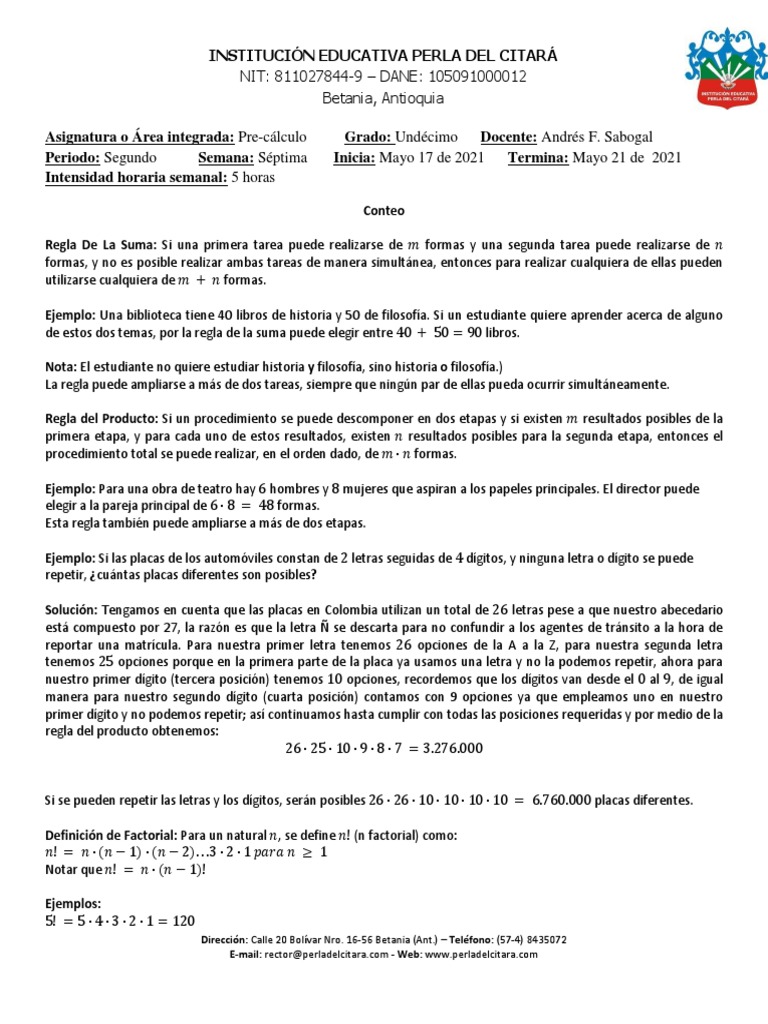 Guía Grado Undécimo Docente | PDF | Permutación