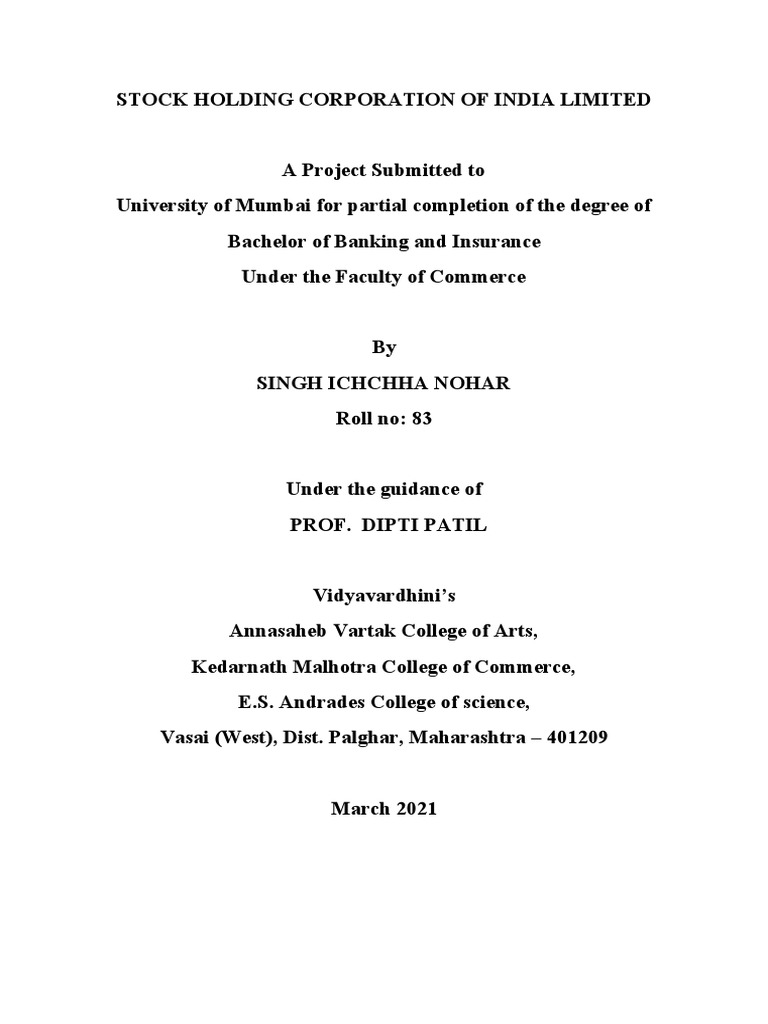 Stock Holding Corporation of India Limited | PDF | Investment Fund ...