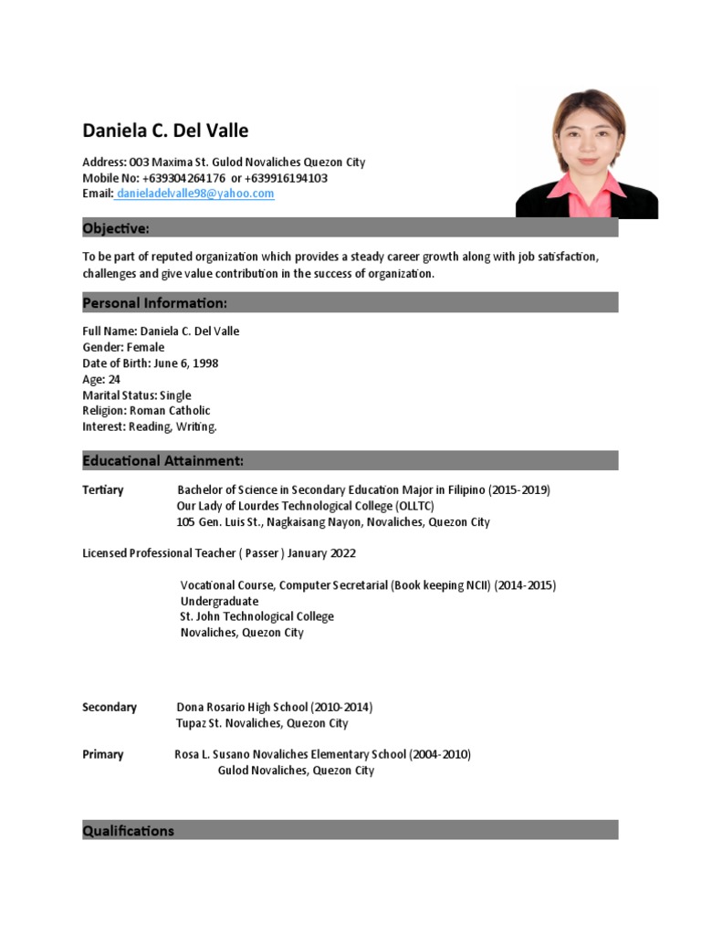 Resume Daniela Del Valle | PDF