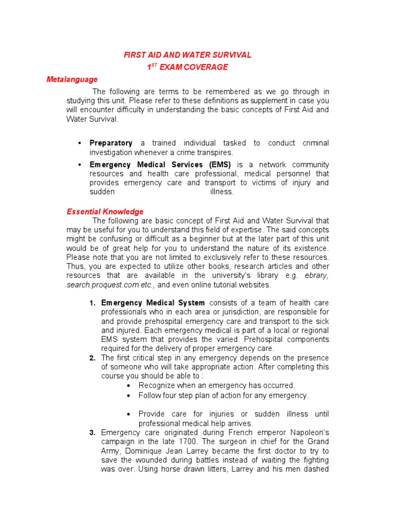 First Aid & Water Survival Guide | PDF | Emergency Medical Services ...