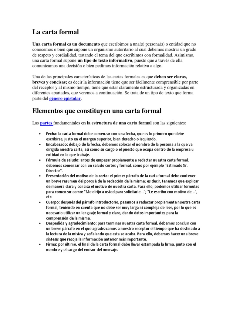 La Carta Formal | PDF | Información