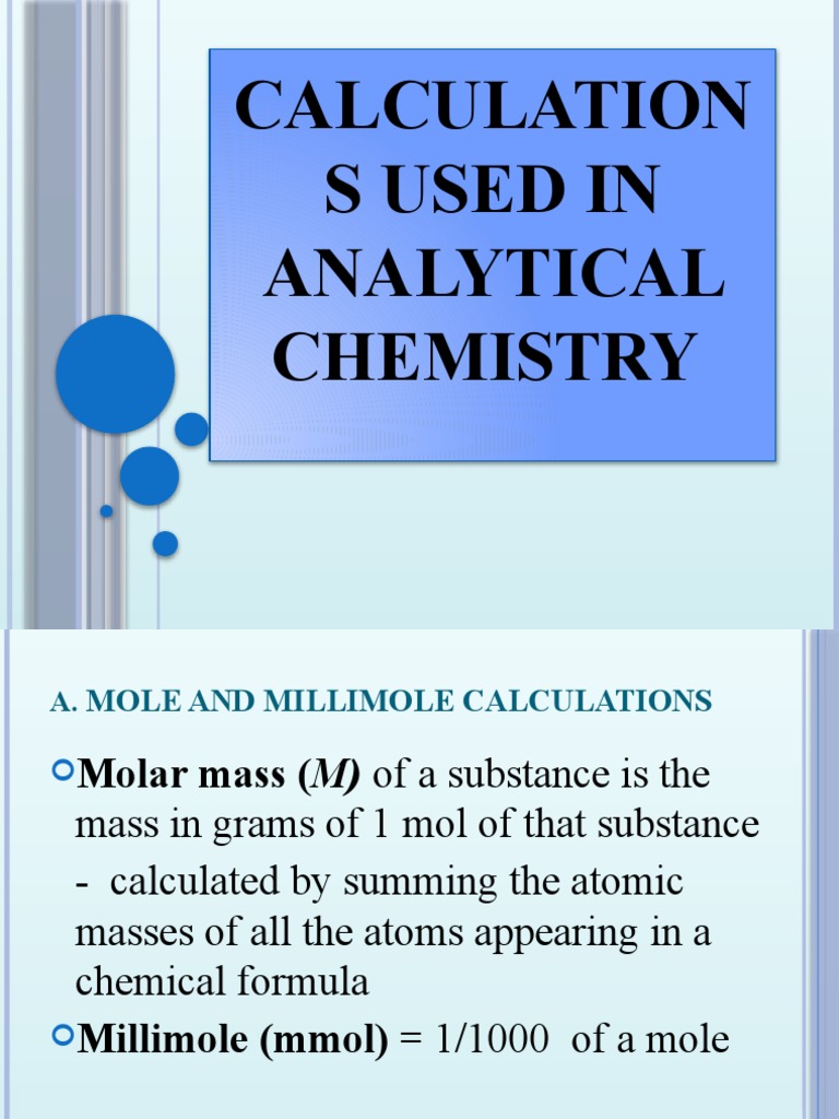 Analytical Chemistry Calculations Guide | PDF | Mole (Unit) | Molar ...