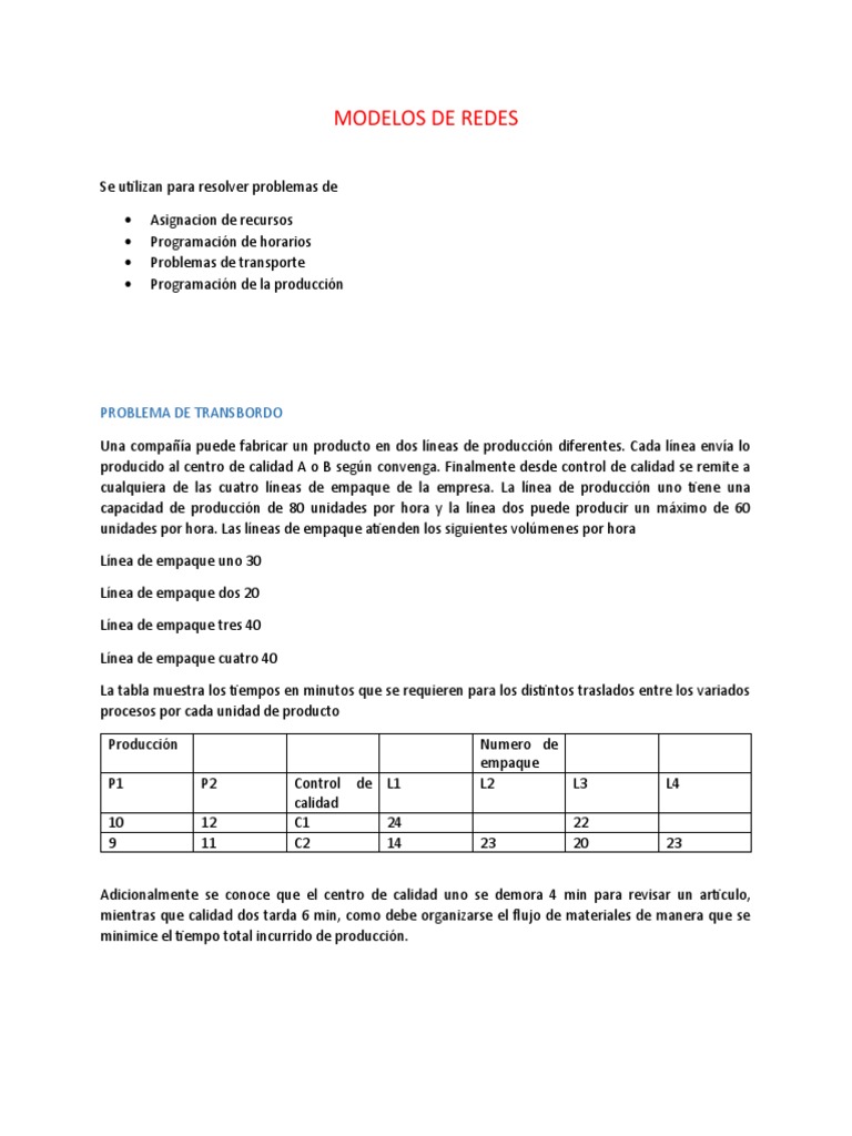 Modelos de Redes | PDF | Economias | Transporte