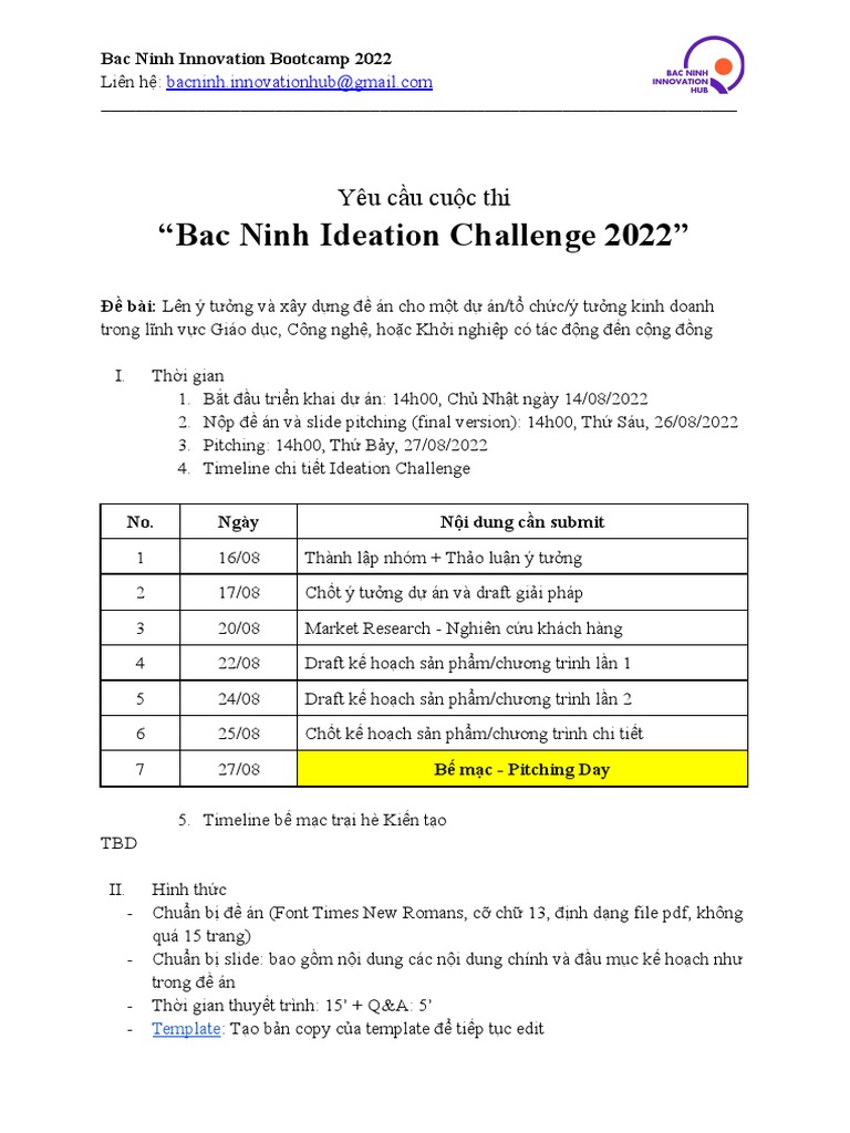 (BNI'22 Ideation Challenge) Yêu Cầu Cuộc Thi | PDF