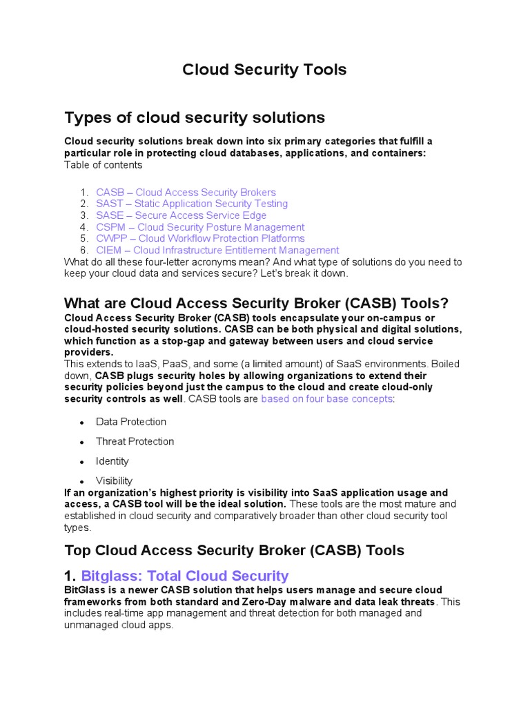 Cloud Security Tools | PDF | Cloud Computing | Security