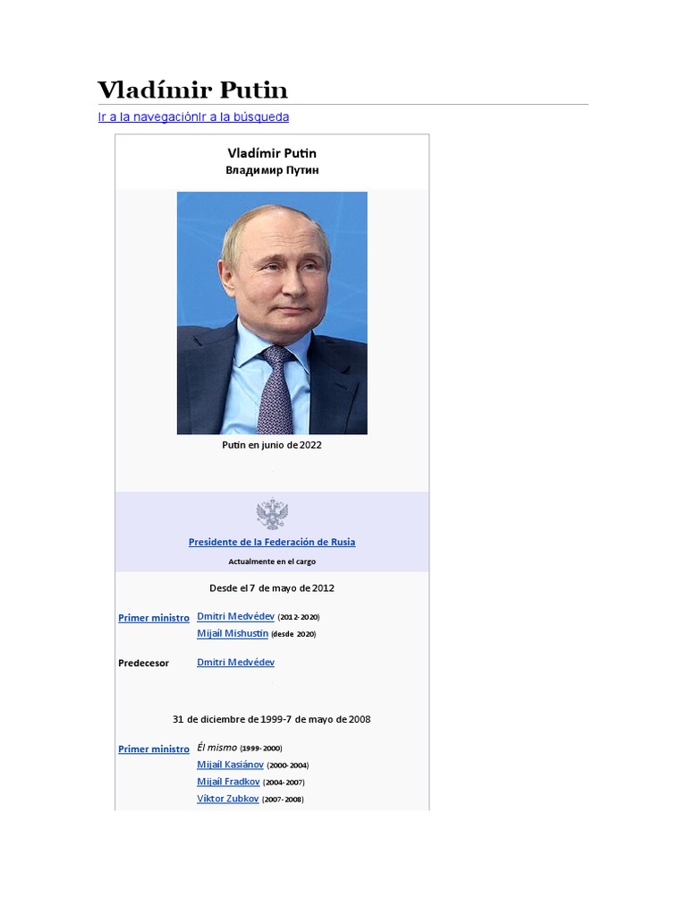 Bladimir Putin | PDF | Vladimir Putin | Política mundial
