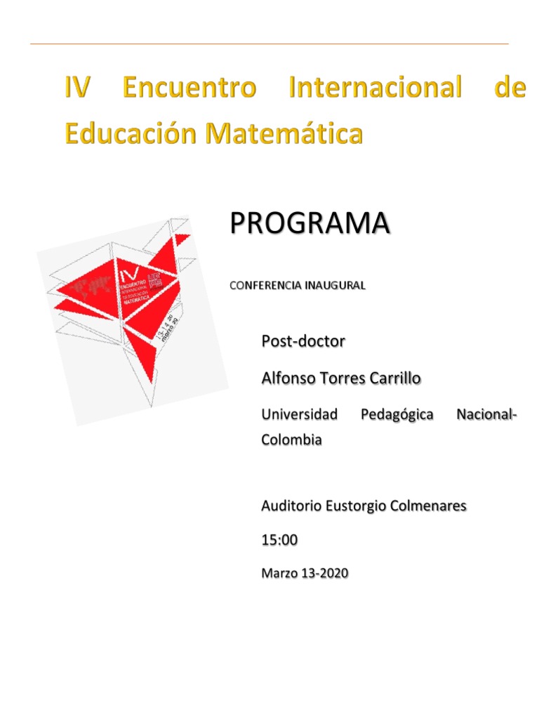 2020 - PROGRAMA Iv ENCUENTRO INTERNACIONAL DE EDUCACIÃ - N MATEMÃ ...