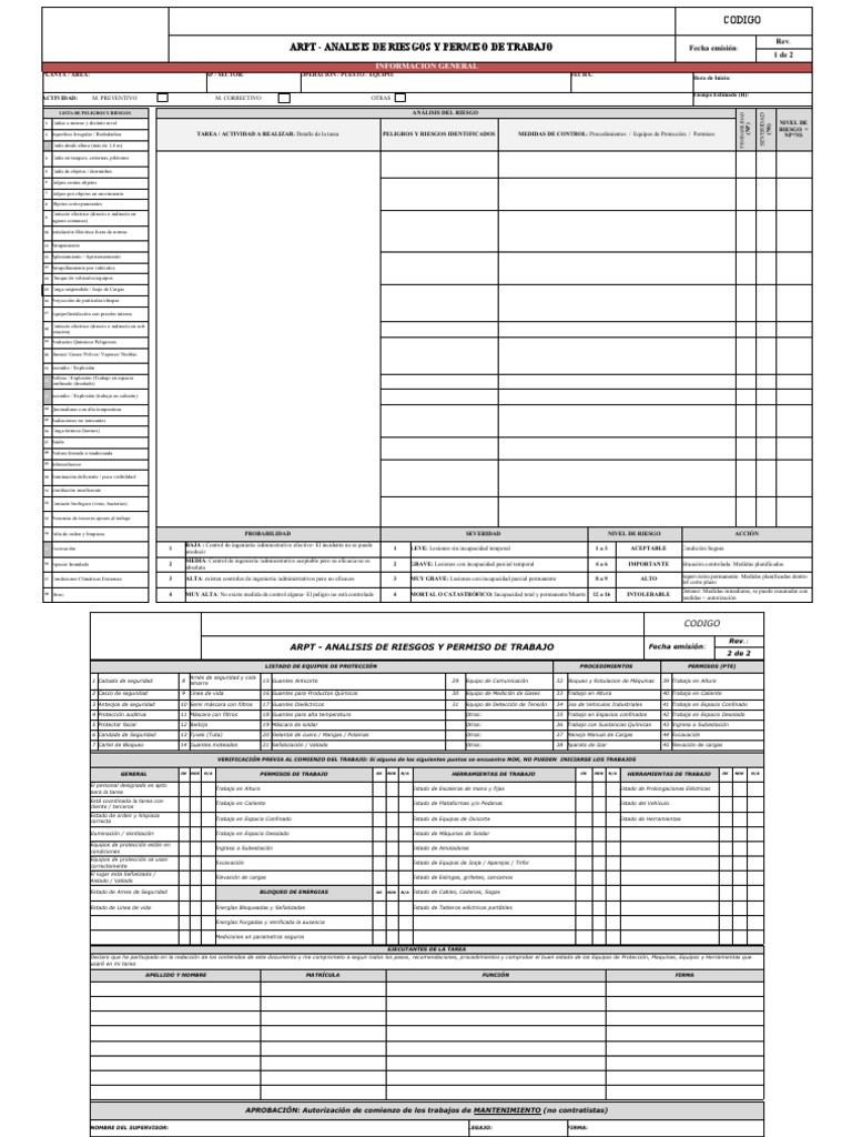 ARPT - Analisis de Riesgos y Permiso de Trabajo Seguro | PDF