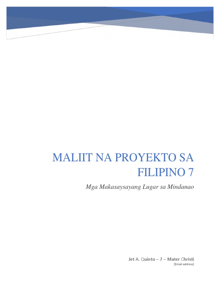 Maliit Na Proyekto Sa Filipino 7 - Jet A. Quinto | PDF