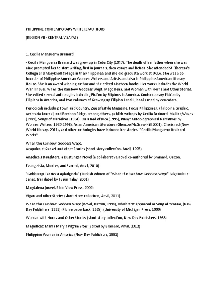 Central Visayas Writers Guide | PDF | Philippines