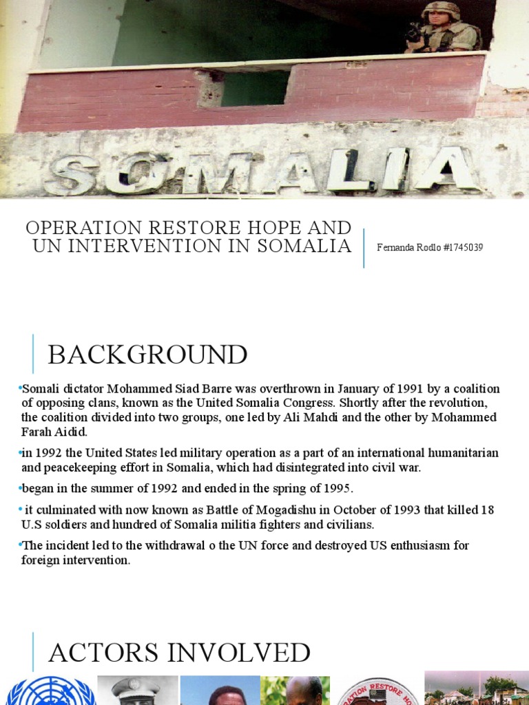 Operation RESTORE HOPE and UN INTERVENTION IN SOMALIA | PDF | Military ...