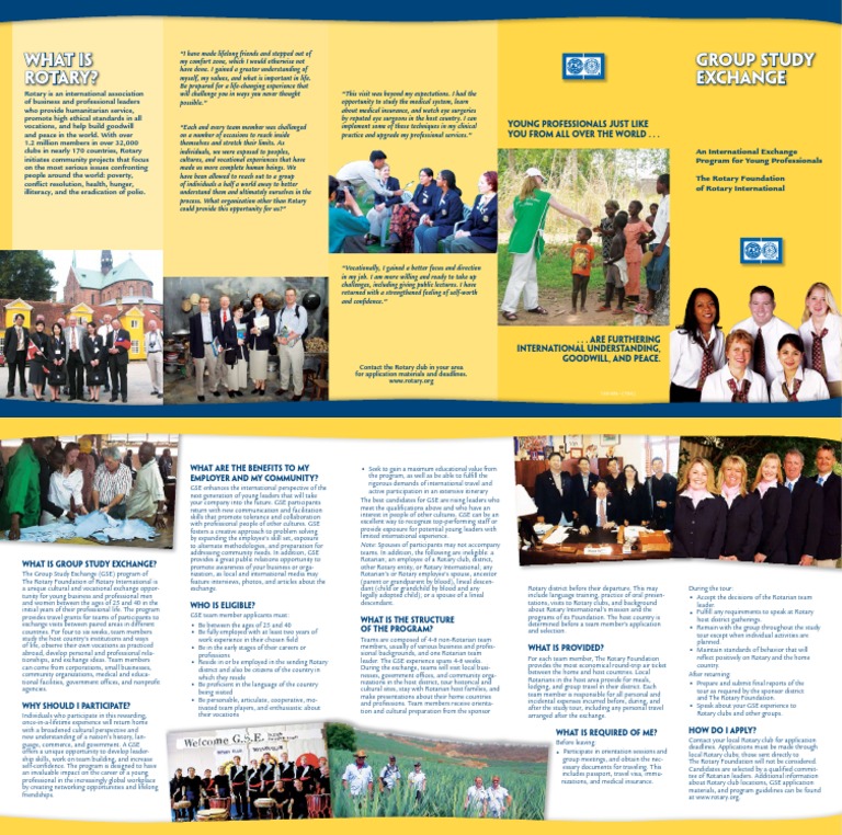 Rotary Group Study Exchange Brochure | PDF | Community | Leadership