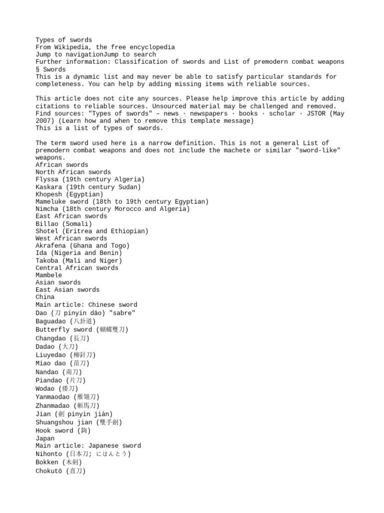 Swords | PDF | Sword | Personal Weapons