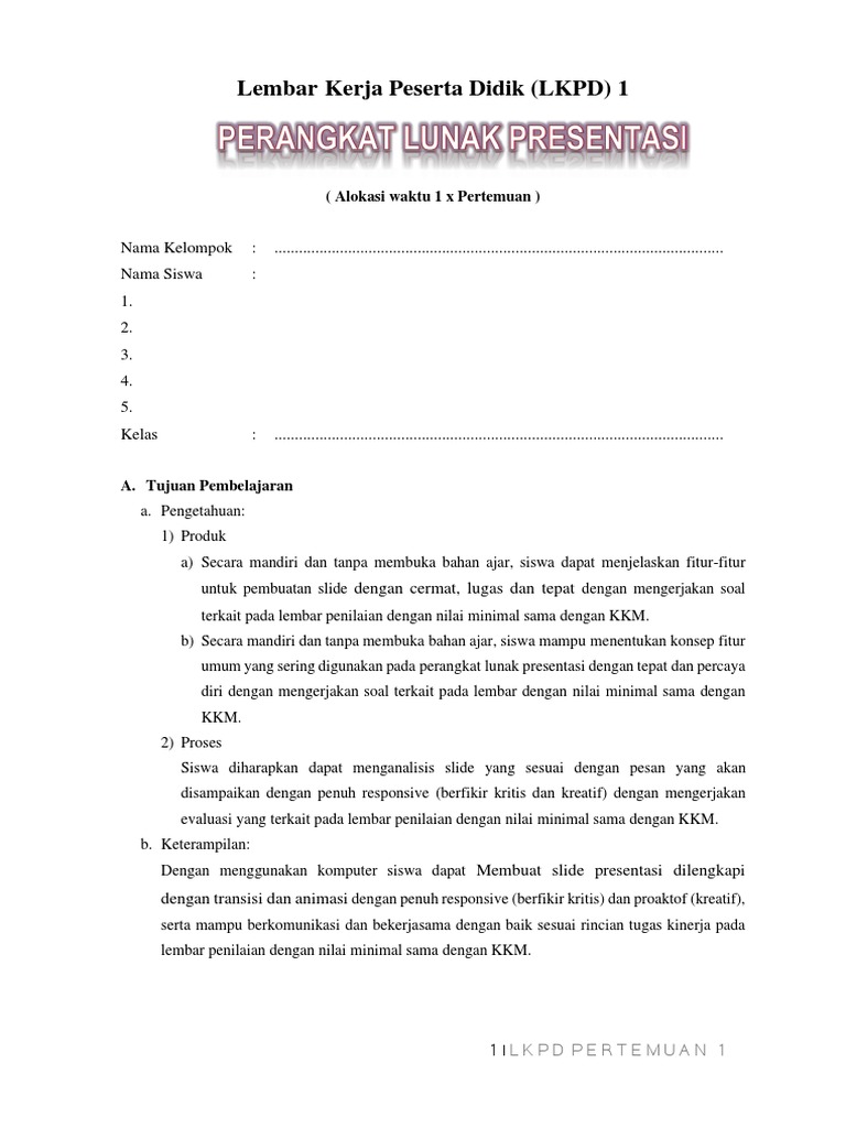 LKPD Presentasi Slide | PDF