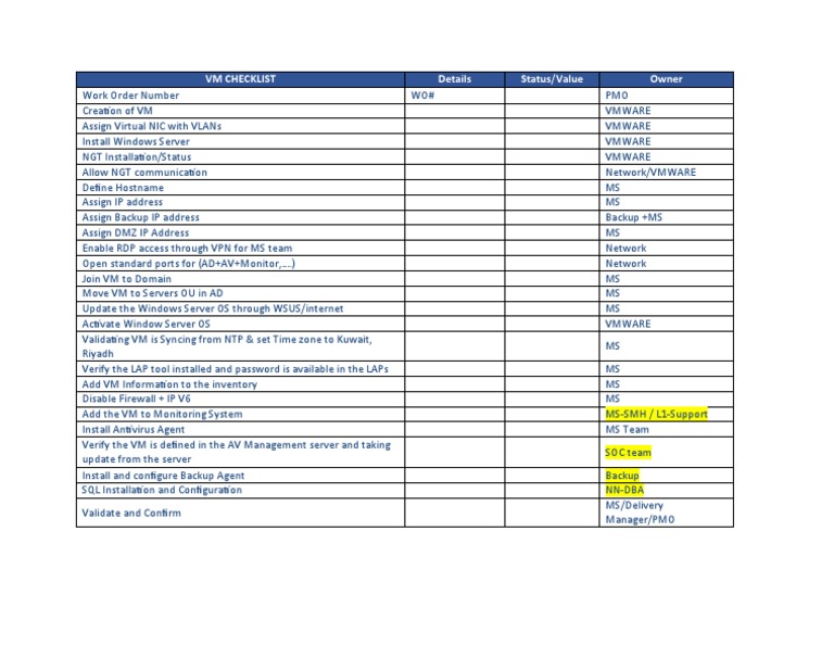 VM Checklist | PDF | Computer Network | Computer Engineering