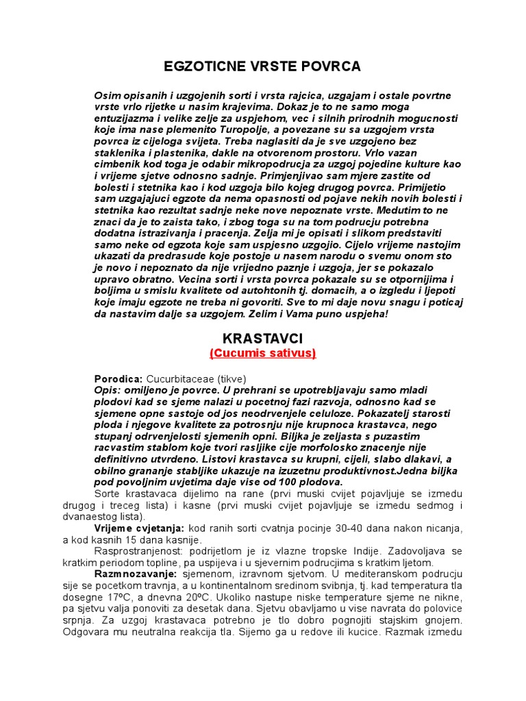 Egzoticne Vrste Povrca | PDF