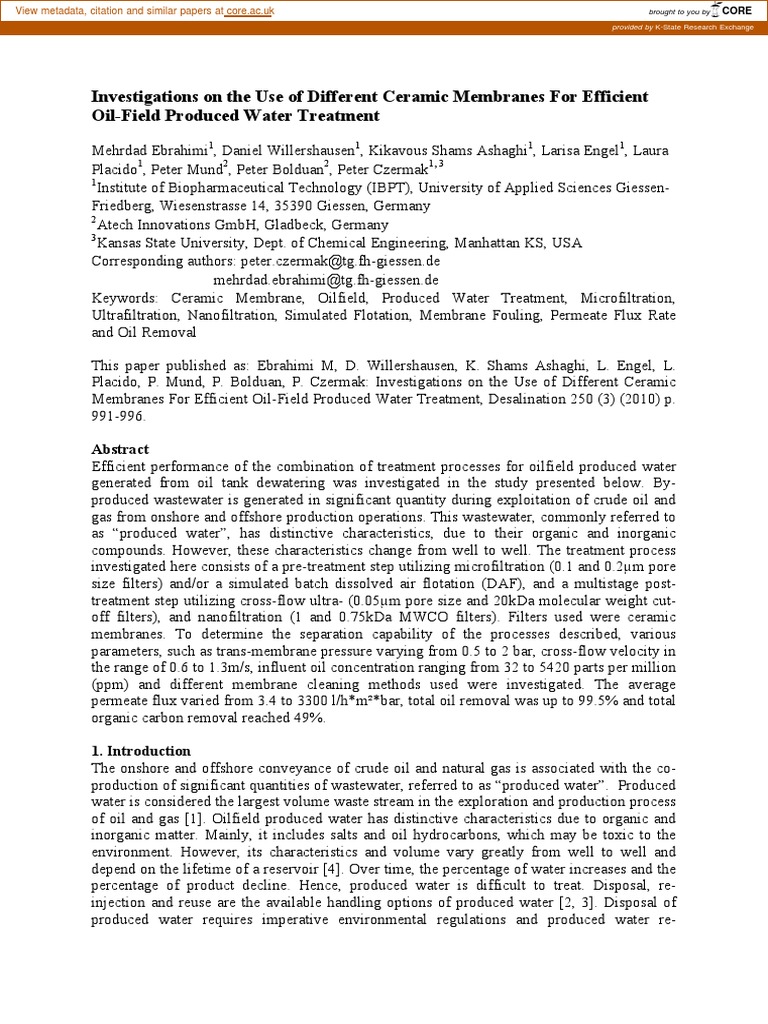 Ceramem Tech | PDF | Membrane | Chemistry