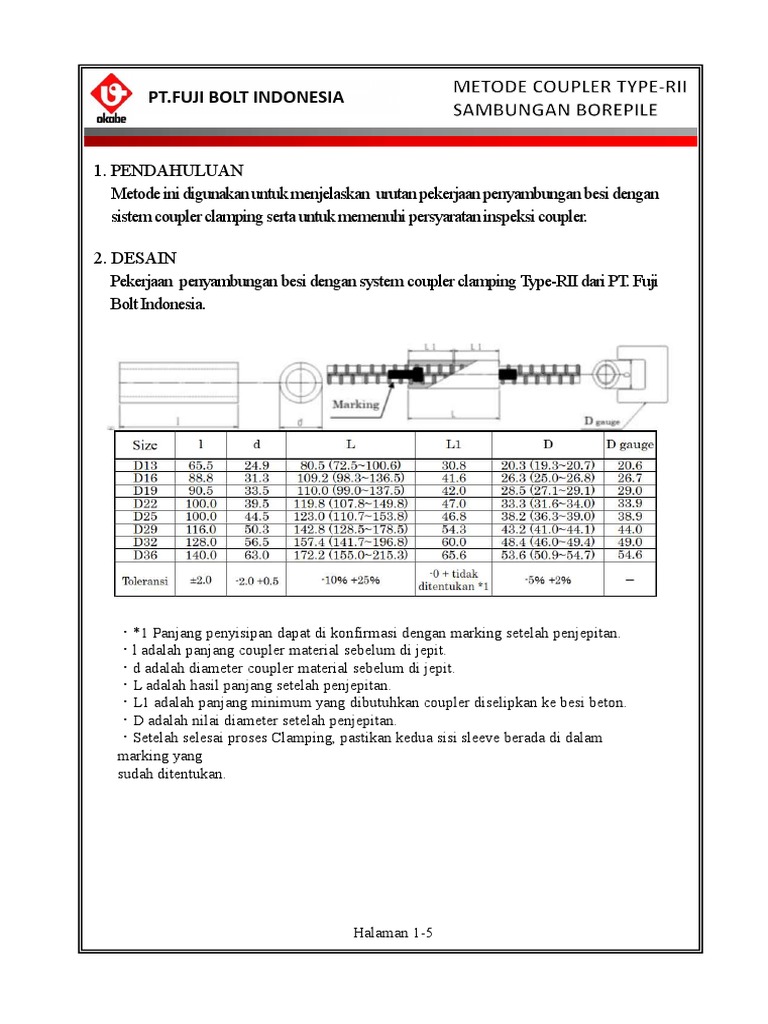 Metode Penyambungan Besi dengan Coupler | PDF