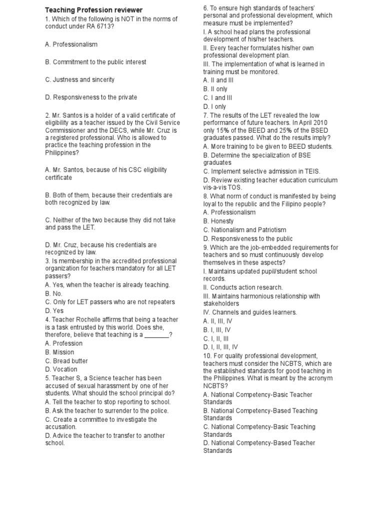 Teaching Profession - Facilitating Reviewer | PDF | Teachers | Learning Teaching Profession - Facilitating Reviewer | PDF | Teachers | Learning