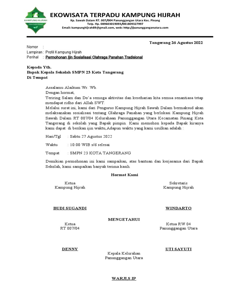 Surat Ijin Sosialisasi | PDF