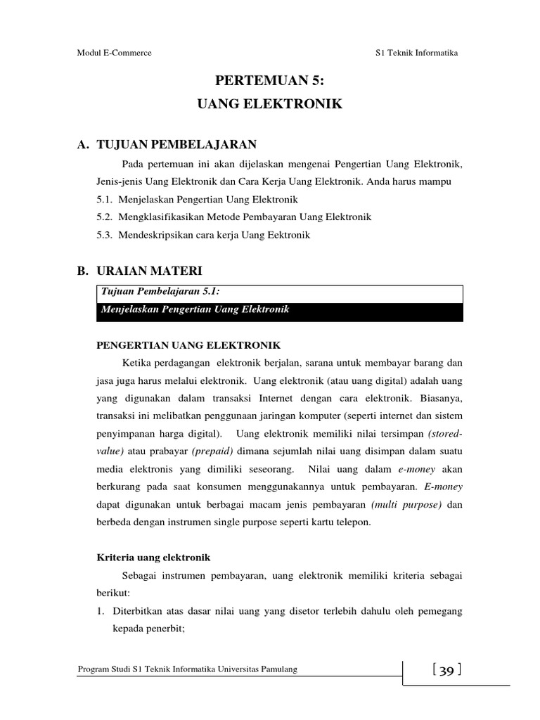 Panduan Uang Elektronik dalam E-Commerce | PDF