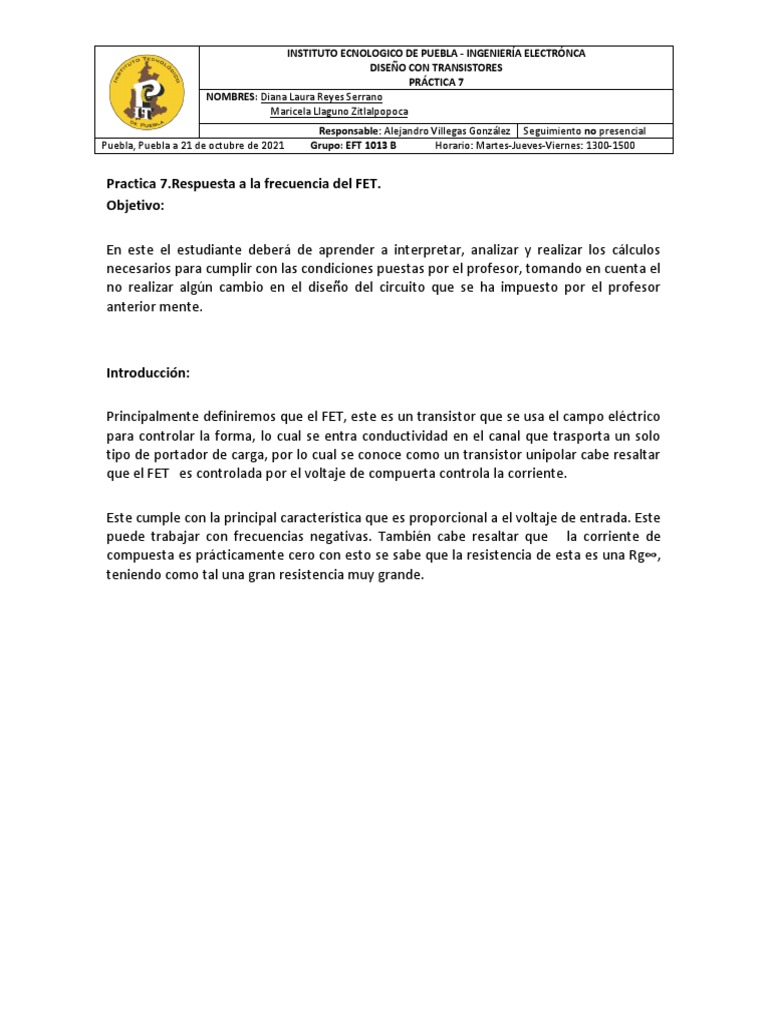 Practica #7 | PDF | Transistor de efecto de campo | Transistor