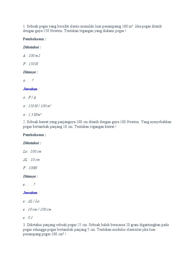 Contoh Soal Elastisitas | PDF