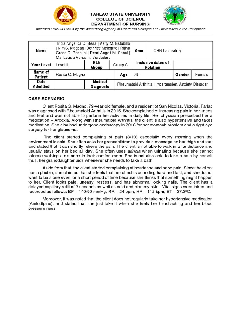 Group A NCP and Soapie Charting | Download Free PDF | Pain | Hypertension