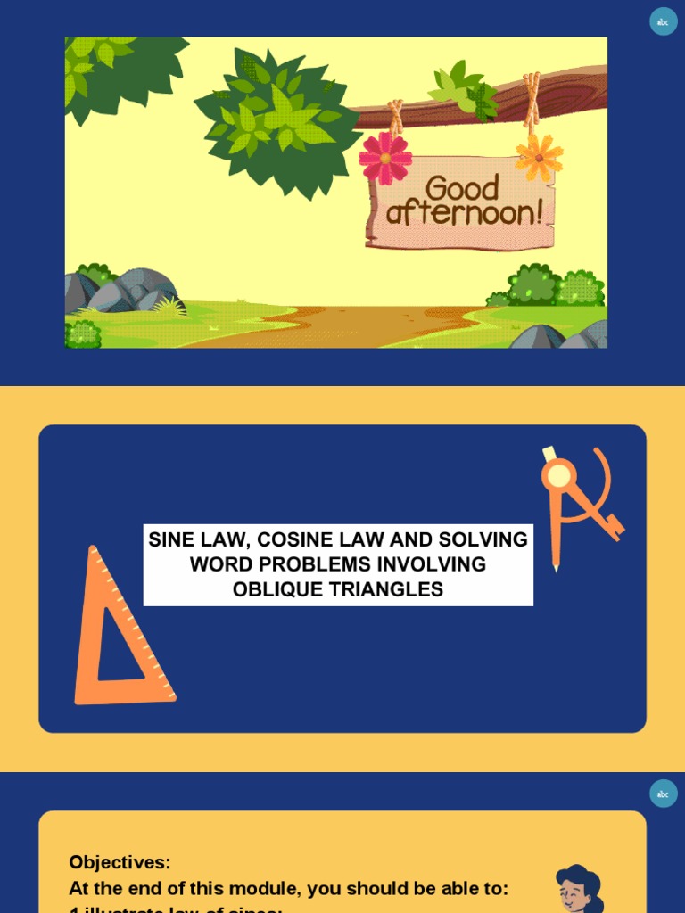 Sine, Cosine, and Solving Oblique Triangles (More Examples) | PDF ...