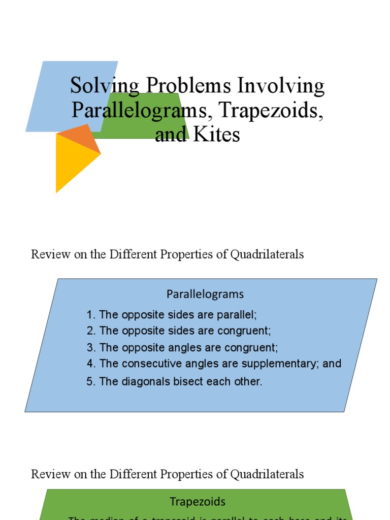 Solving Problems Involving Parallelograms, Trapezoids, and | PDF | Geometry | Elementary Geometry