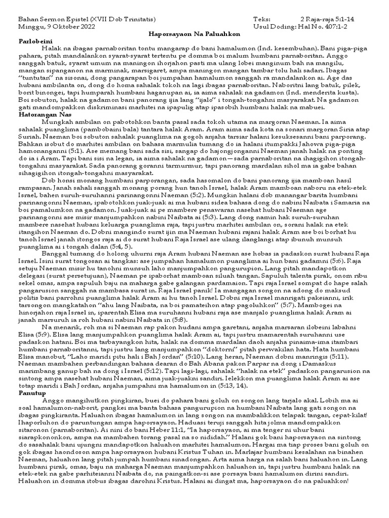 2 Raja-Raja 5 1-14 - Bahan Sermon | PDF