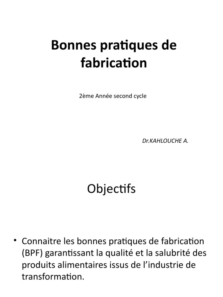 Bonne Pratiques de Fabrication | PDF