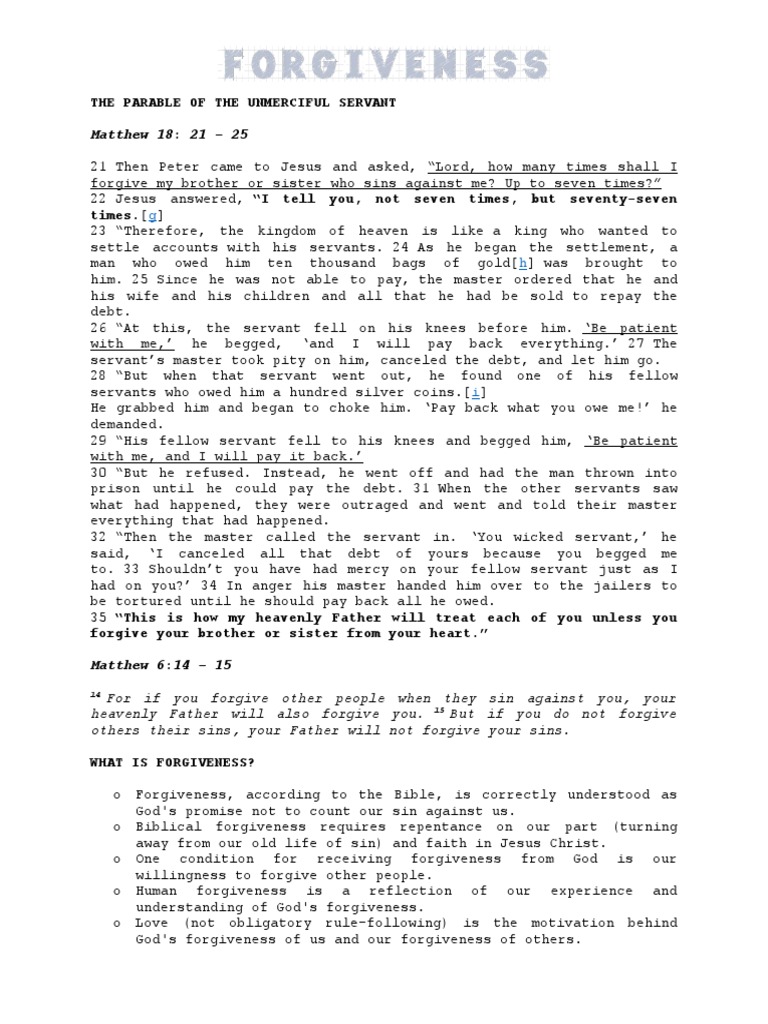 Forgiveness - Suynl Lesson 4 | PDF | Forgiveness | Jesus