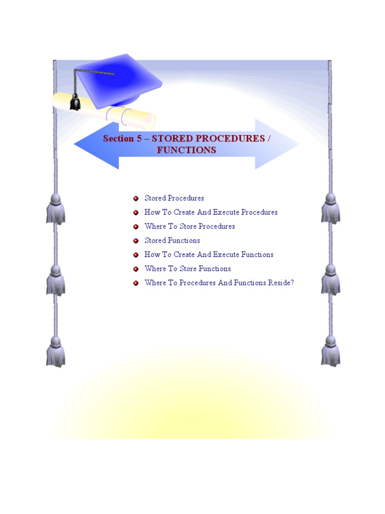 Section 5 Stored Procedures Functions Pdf Pl Sql Subroutine
