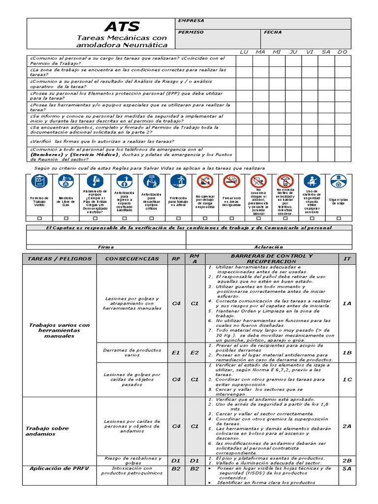 ATS - Tareas Mecánicas Con Amoladora Neumática | PDF