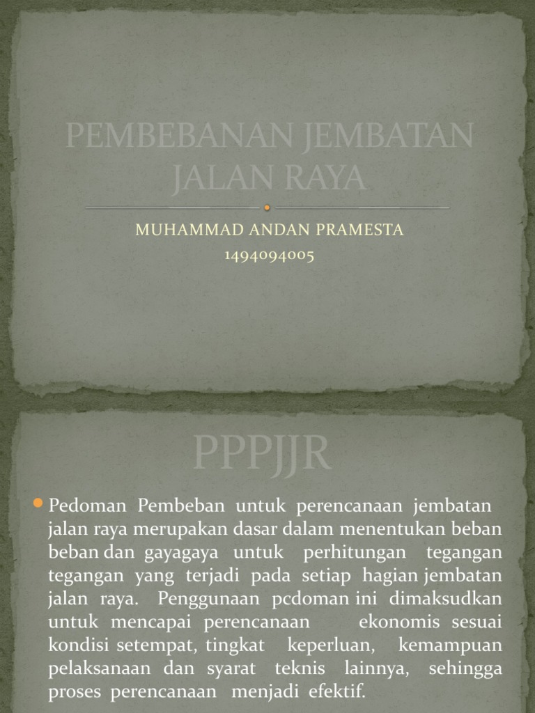PEMBEBANAN JEMBATAN JALAN RAYA (Andan) | PDF