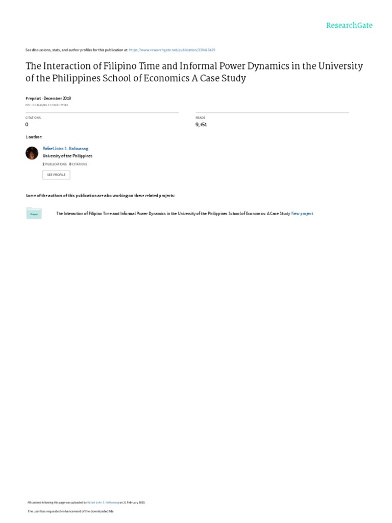 Filipino Time and Power Dynamics Study | PDF | Experience | Science
