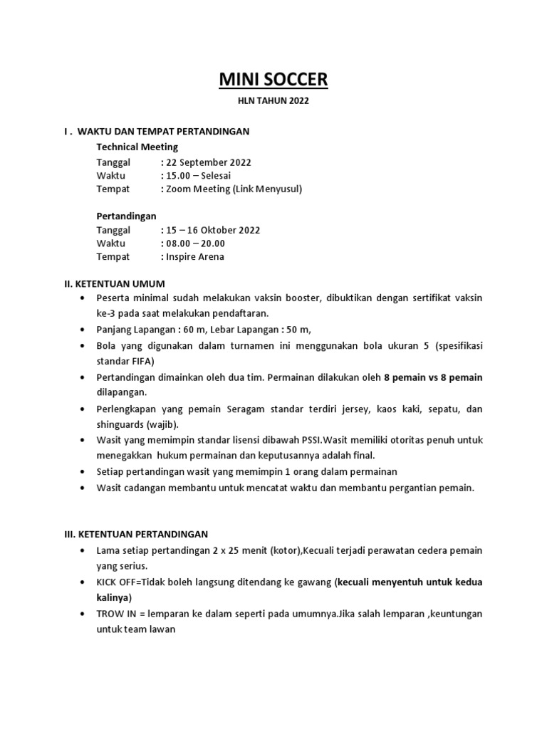 01 Rules Mini Soccer Official | PDF
