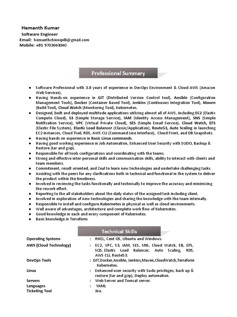 Hemanth Kumar | PDF | Cloud Computing | Amazon Web Services