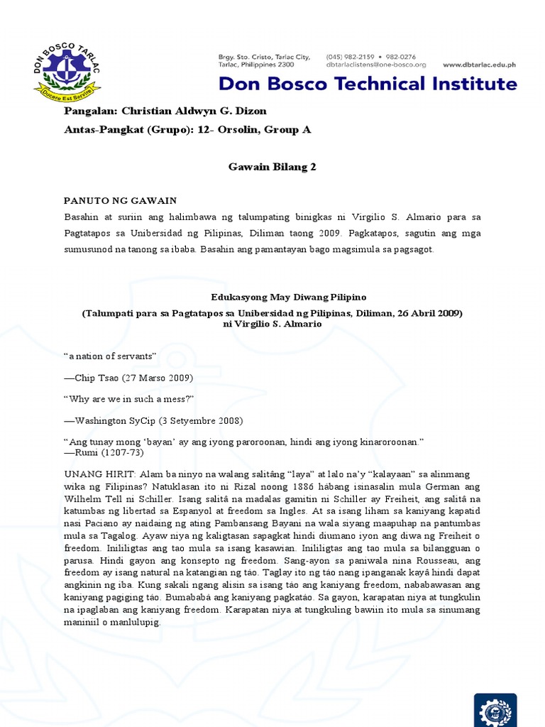 Gawain Bilang 2 | PDF