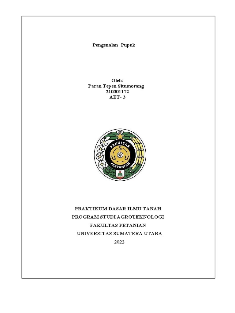 Paran Tepen Situmorang - 210301172 - Pengenalan Pupuk | PDF