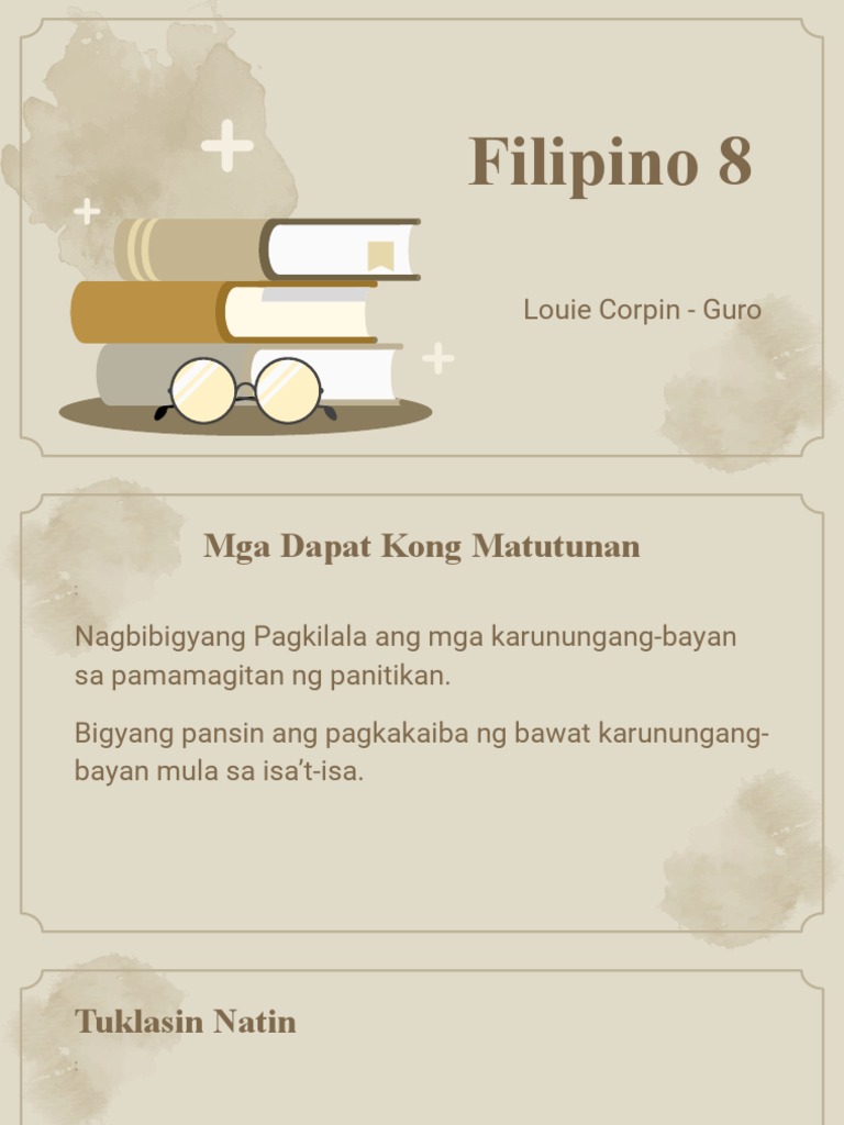 Filipino 8 - Aralin 1 | PDF