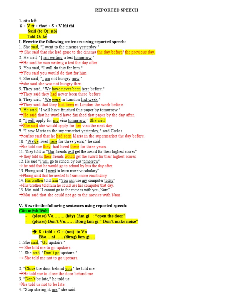 Reported Speech 2 | PDF