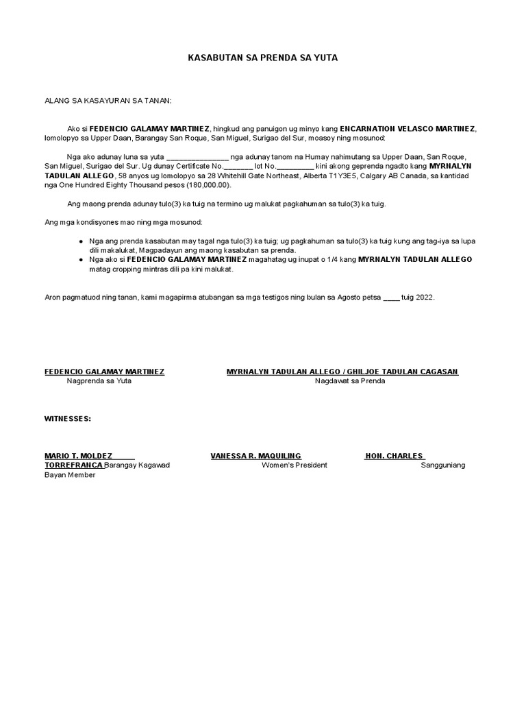 Prenda Kasabutan | PDF