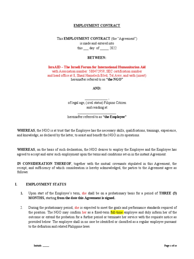 Employee Contract Fixed Period Employee Employee | PDF | Employment ...